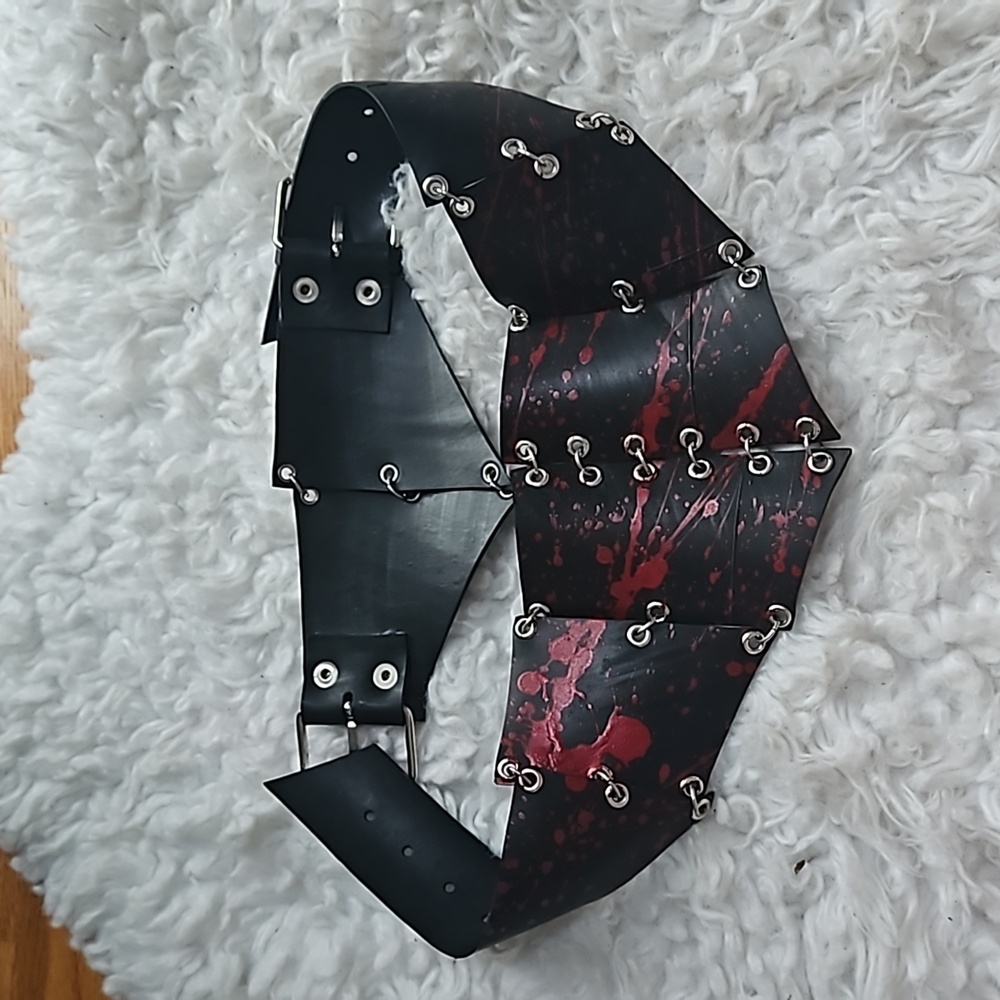Custom Blood Splatter Latex/Rubber Corset Belt S/M - Gem